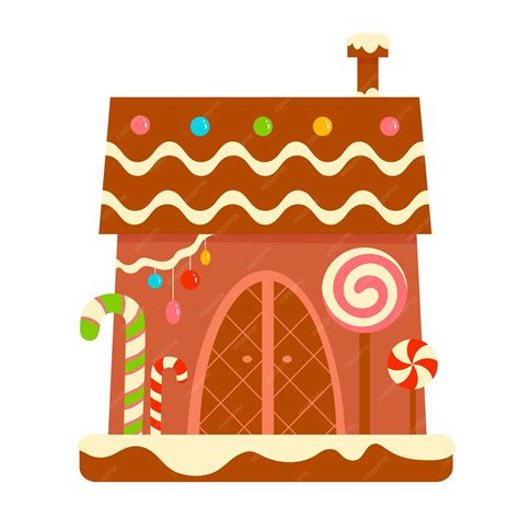 크리스마스 만화 클립 아트입니다 진저 브레드 하우스 클립 아트 벡터 일러스트 레이 션 프리미엄 벡터