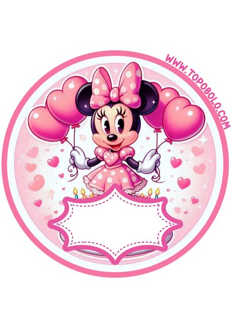 Minnie Rosa Decoração De Aniversário Adesivo Redondo Para Imprimir