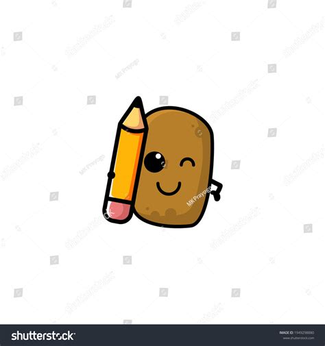 Cute Potato Pecil Cartoon Character Vector เวกเตอร์สต็อก ปลอดค่า
