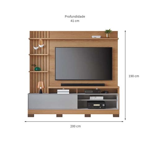 Estante Para Home Theater E Tv Até 65 Polegadas Com Led Maceió Freijó E