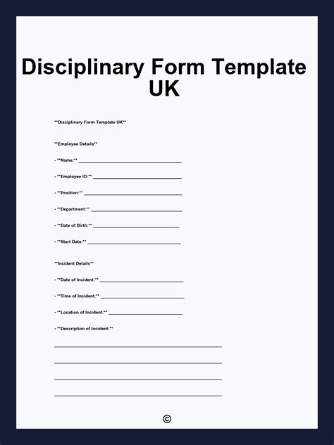 Disciplinary Form Template Uk