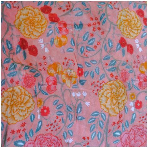 Peach Pink Floral Chinnon Digital Print Adwikaa