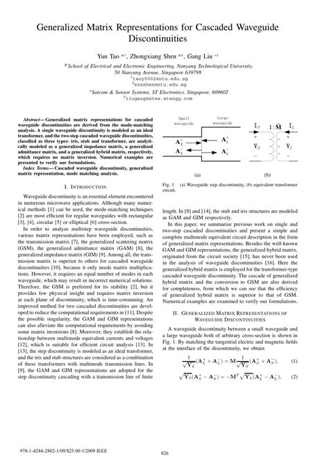 Pdf Generalized Matrix Representations For Cascaded Waveguide