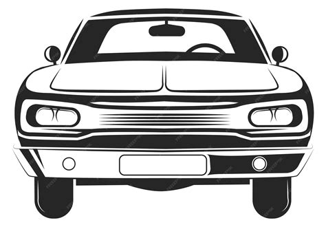 Premium Vector Retro Car Front View Black Vehicle Drawing