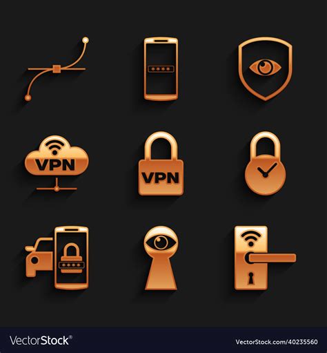 Set Lock Vpn Keyhole With Eye Digital Door Lock Vector Image