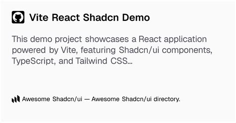 Vite React Shadcn Demo Vite React Demo Showcasing Shadcnui