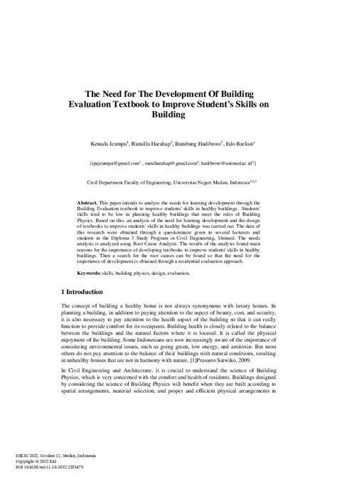Pdf The Need For The Development Of Building Evaluation Textbook To