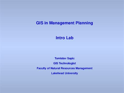 Intro Lab Introlab Gis In Management Planning Intro Lab Tomislav Sapic Gis Technologist