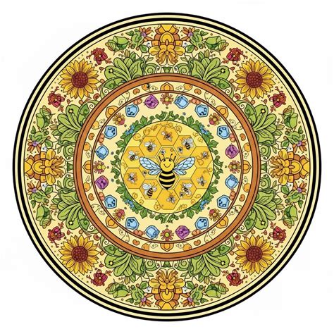 Bumblebees Hive Nature Mandala Template Download Print Now