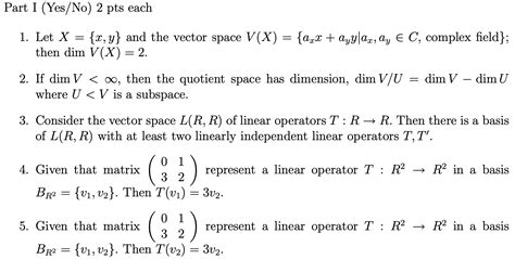Solved 1. Let X={x,y} and the vector space | Chegg.com