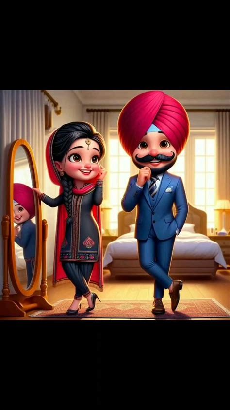 Sardar Sardarni ️ Cute Cartoon Pictures Couple Cartoon Cartoon Pics