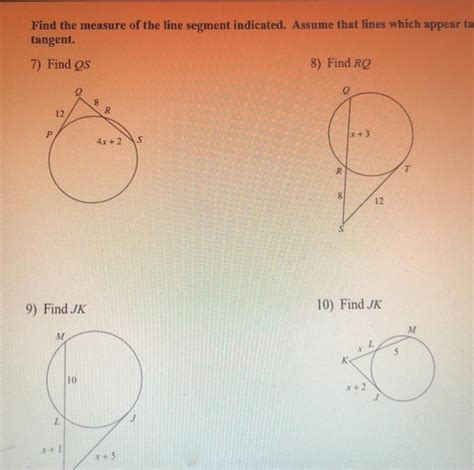 Solved Find The Measure Of The Line Segment Indicated Chegg