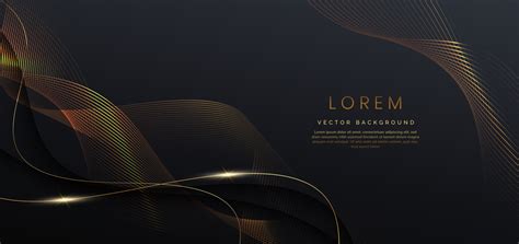 Abstract Luxury Golden Wave Lines Curved Overlapping On Black Background Template Premium Award