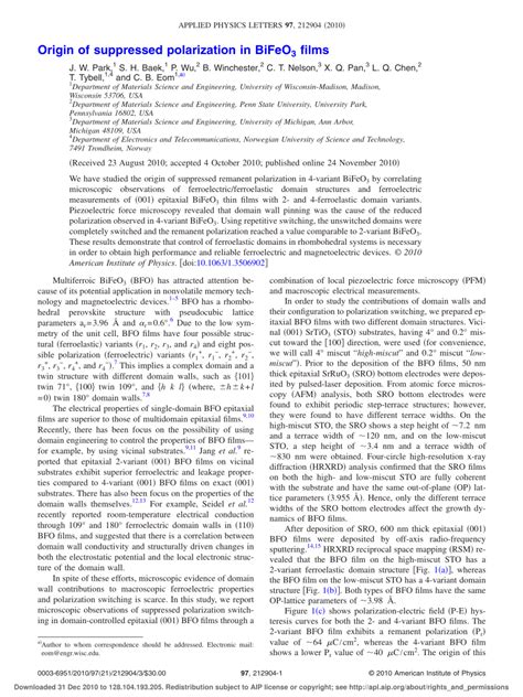 Pdf Origin Of Suppressed Polarization In Bifeo3 Films