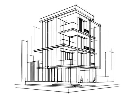 Diseño En Perspectiva De Construcción De Edificios De Arquitectura