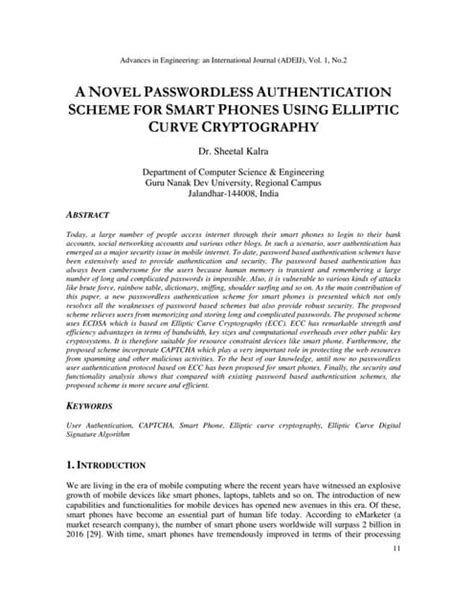 a novel passwordless authentication scheme for smart phones using