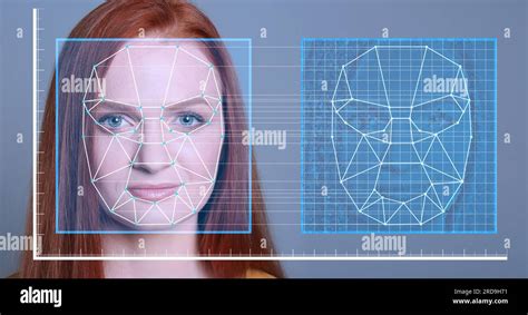 Facial Recognition System Woman With Scanner Frame And Digital
