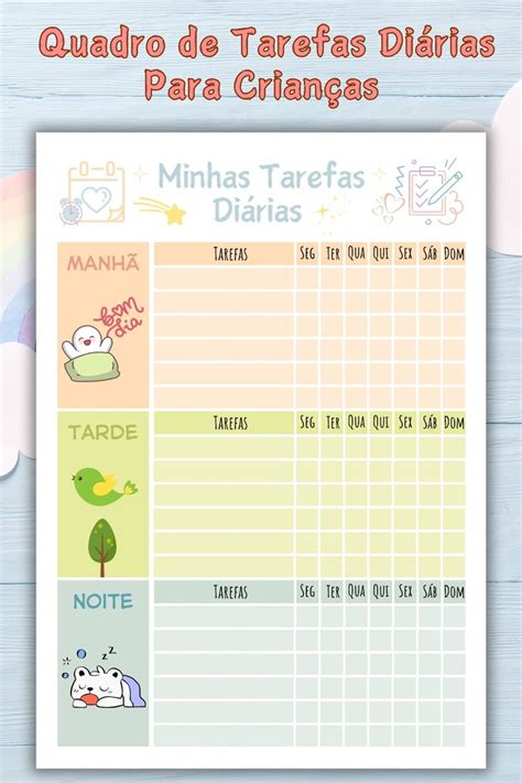 Kit 2 Quadros De Rotina Infantil Quadro De Tarefas Diárias Elo7
