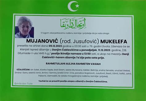 In Memoriam Mukelefa Mujanović Jusufović Tuzla Lve