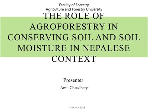 Agroforestry To Soil And Water Conservation Pptx