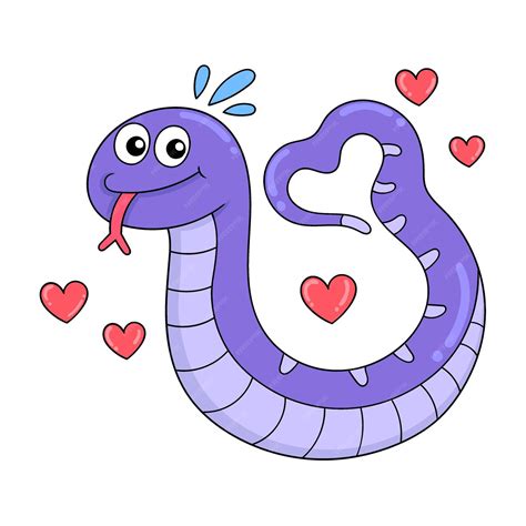 Premium Vector Big Python Happy In Love On Valentine Day Doodle Icon Image Kawaii
