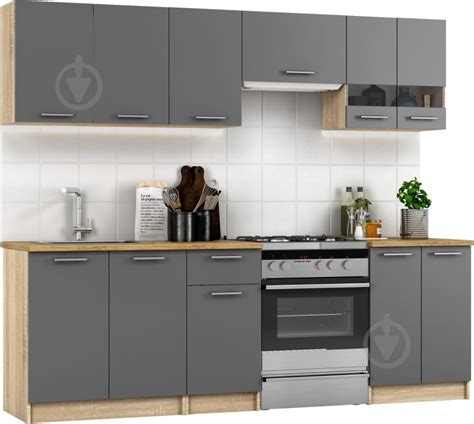 ᐉ УЦІНКА Кухня Грейд Катаріна Графіт ЛДСП 2 4 м УЦ №2483 • Краща