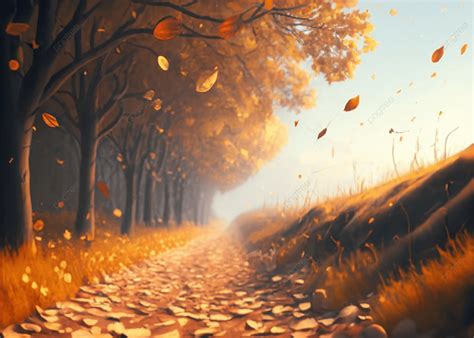 Autumn Background Faling Leafs With Smoke Autumn Background Faling