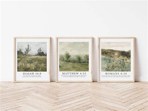 Set Of 3 Bible Verse Vintage Art Printable Digital Download Scripture