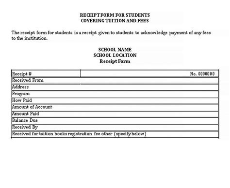 Printable School Receipt Template Welding Rodeo Designer School Tuition