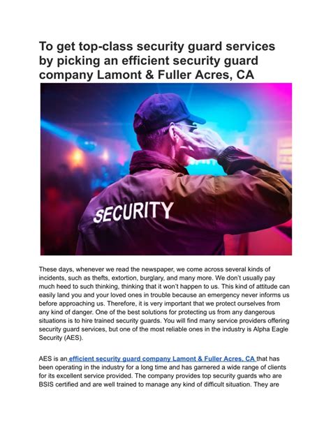 Ppt To Get Top Class Security Guard Services By Picking An Efficient Security Guard Company