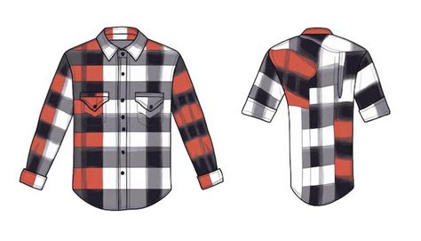 Vector Image Of Checkered Pattern Longsleeved Shirt Premium Ai