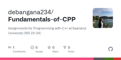 Github Debangana234fundamentals Of Cpp Assignments For Programming With C At Saarland