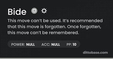 Bide Pokémon Move Dittobase
