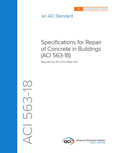 Aci 563 18 Si Units Pdf Specification Technical Standard Concrete