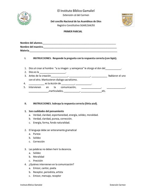 Gramatica I Primer Parcial Pdf Comunicación Biblia