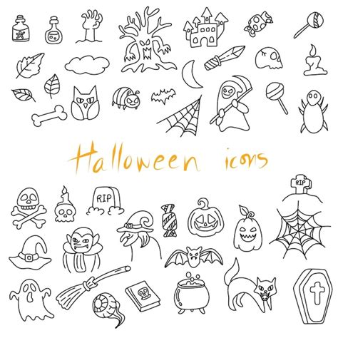 Premium Vector Set Of Hallween Drawing Doodle Illustration Vector