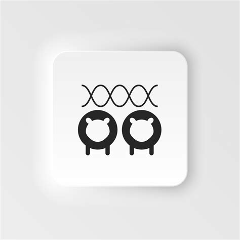 Cloning Dna Sheep Bioengineering Neumorphic Style Vector Icon Biotechnology For Health
