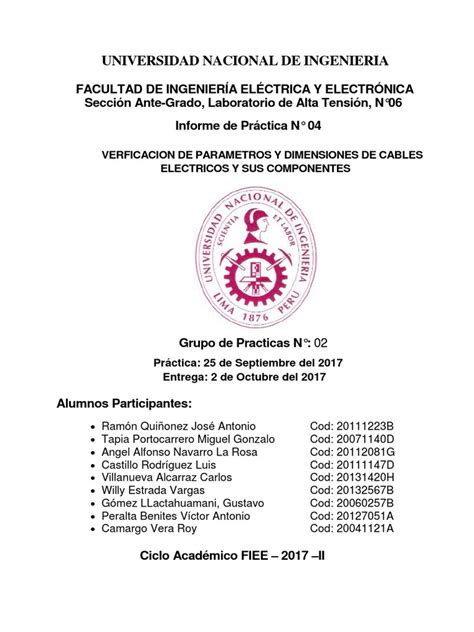 Informe De Cables Pdf Aislador Electricidad Corriente Eléctrica