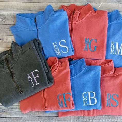Comfort Colors Monogram 14 Zip Sweatshirt Monogrammed Etsy