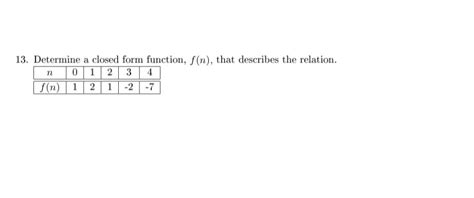 13 Determine A Closed Form Function F N That