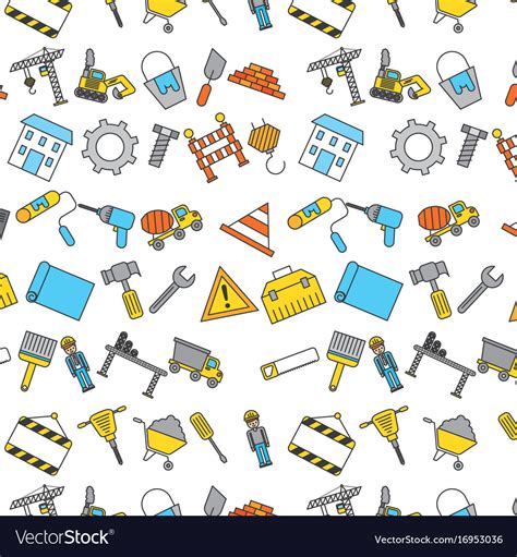 Construction Tools Pattern Background Royalty Free Vector