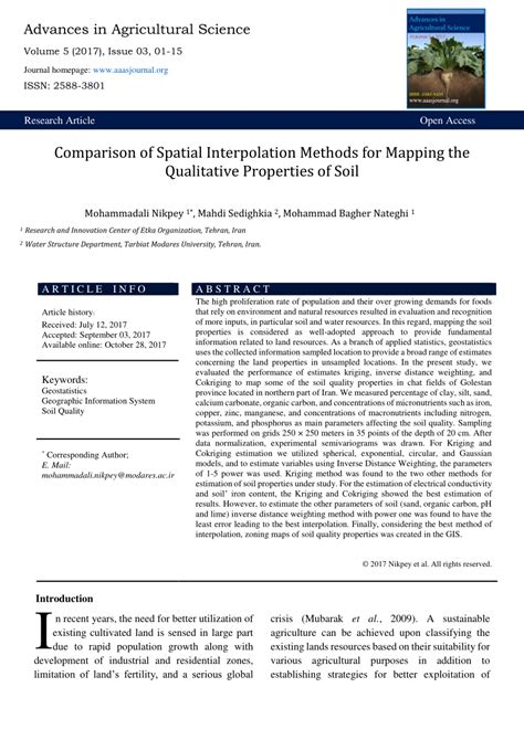 Pdf Comparison Of Spatial Interpolation Methods For Mapping The
