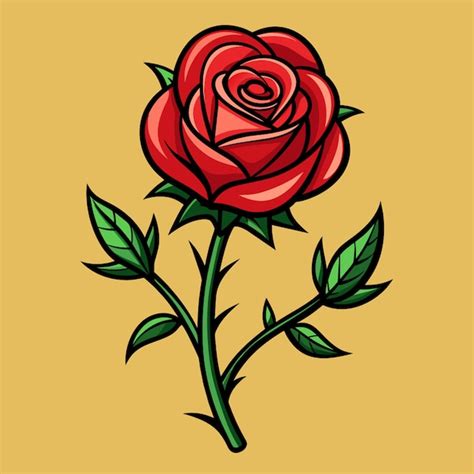 Rose With Thorns And Stem Vector Illustration Premium Ai Generated Vector