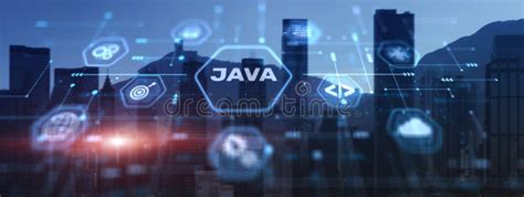 Java Programming Language And Web Development Concept On Virtual Screen