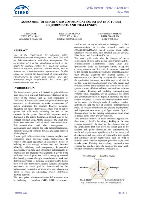 Pdf Assessment Of Smart Grid Communication Infrastructures Requirements And Challenges