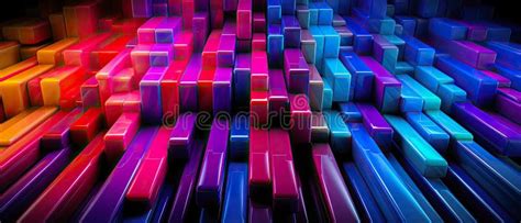 Glossy Rainbow Colored Oblong Rectangles Background Generative Ai