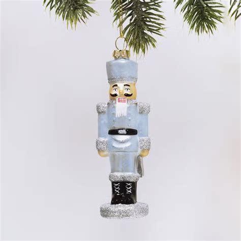 Blue Nutcracker Glass Ornament Festive Holiday Decor For Celebrations