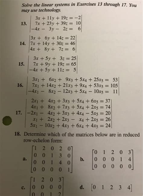 Solved Solve The Linear Systems In Exercises 13 Through 17