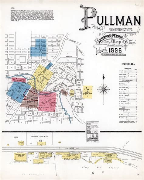 1896 Town Map Of Pullman Whitman County Washington Etsy