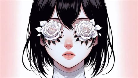 Stylized Black And White Illustration Of A Girl With Detailed Black